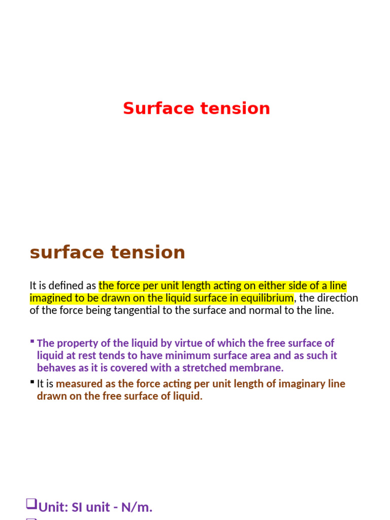 Surface tension | PDF | Surface Tension | Liquids