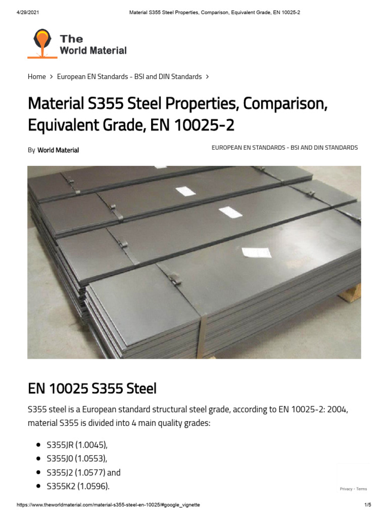 S355 Steel Properties and Grades Guide | PDF | Structural Steel | Yield ...