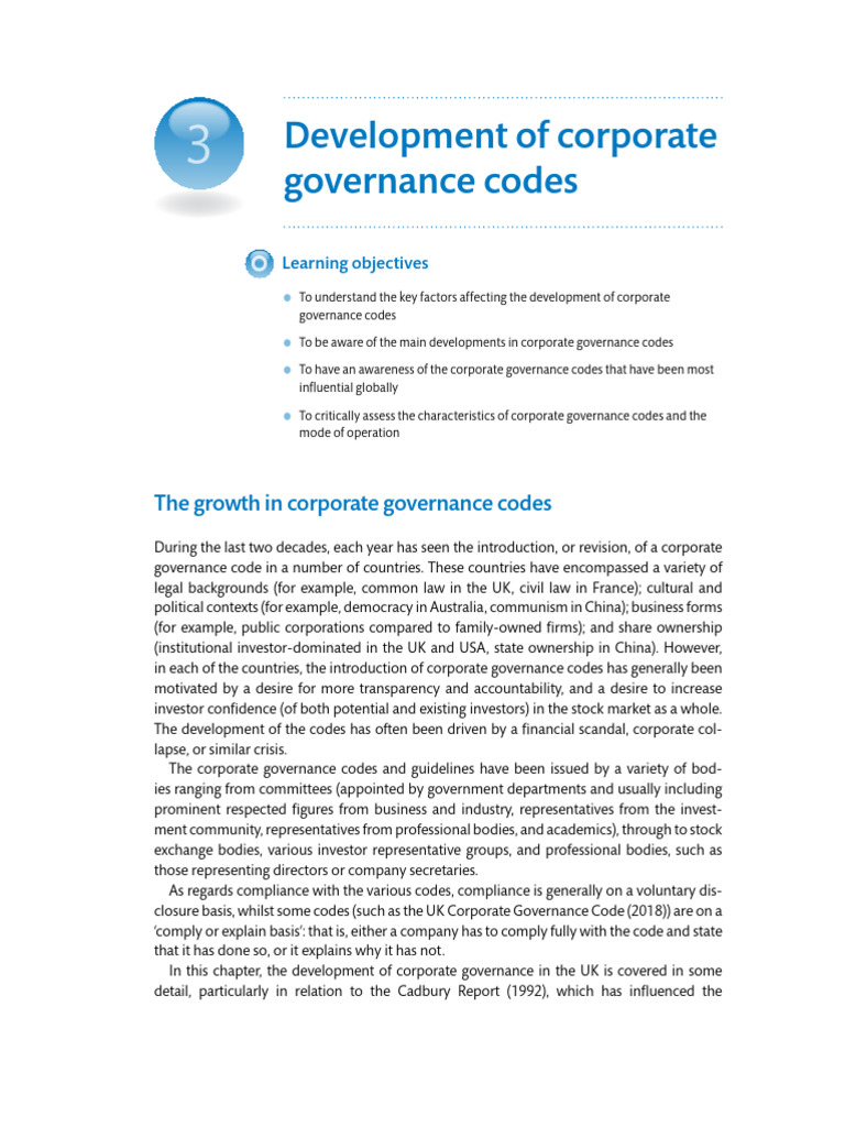 Evolution of Corporate Governance Codes | PDF | Corporate Governance ...