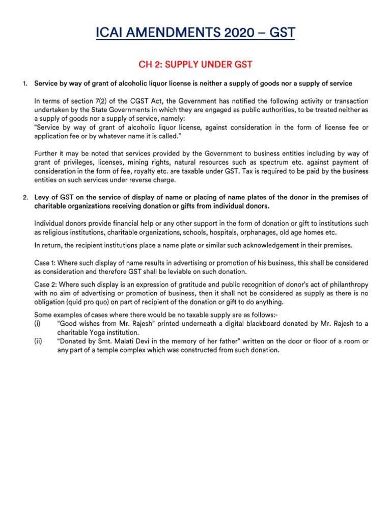 GST Amendment - 2020 | PDF