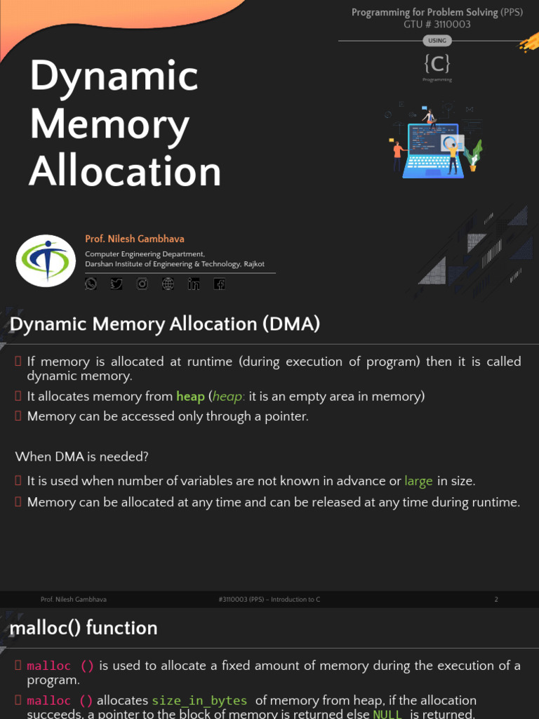 C__Unit-11_DMA | PDF | Pointer (Computer Programming) | Computer Architecture