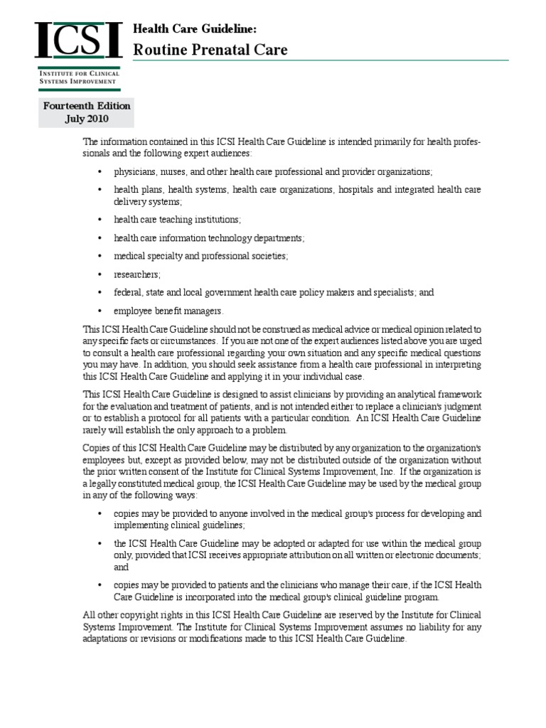 Routine Prenatal Care