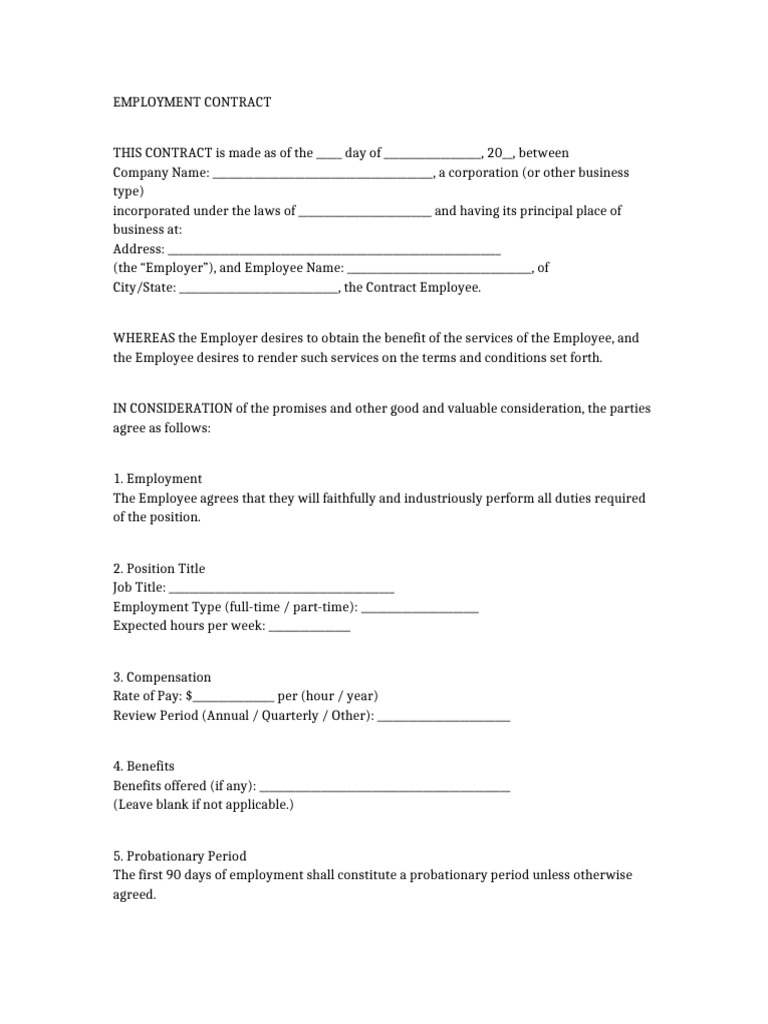 W2 - Ultima Varianta Employment - Contract - Template | PDF ...