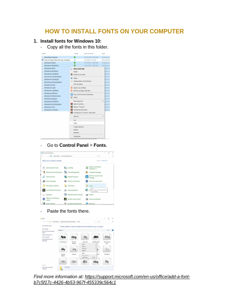 Install Fonts on Windows and MacOS | PDF