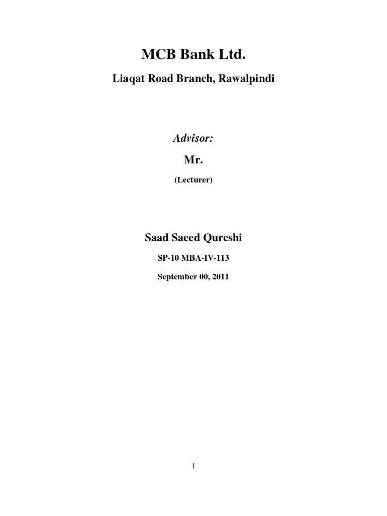 MCB Bank LTD | PDF | Cheque | Banks