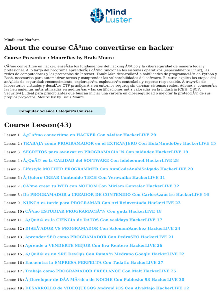 Cómo Convertirse en Hacker Course Content | PDF | Comp Tia | Ciencias ...