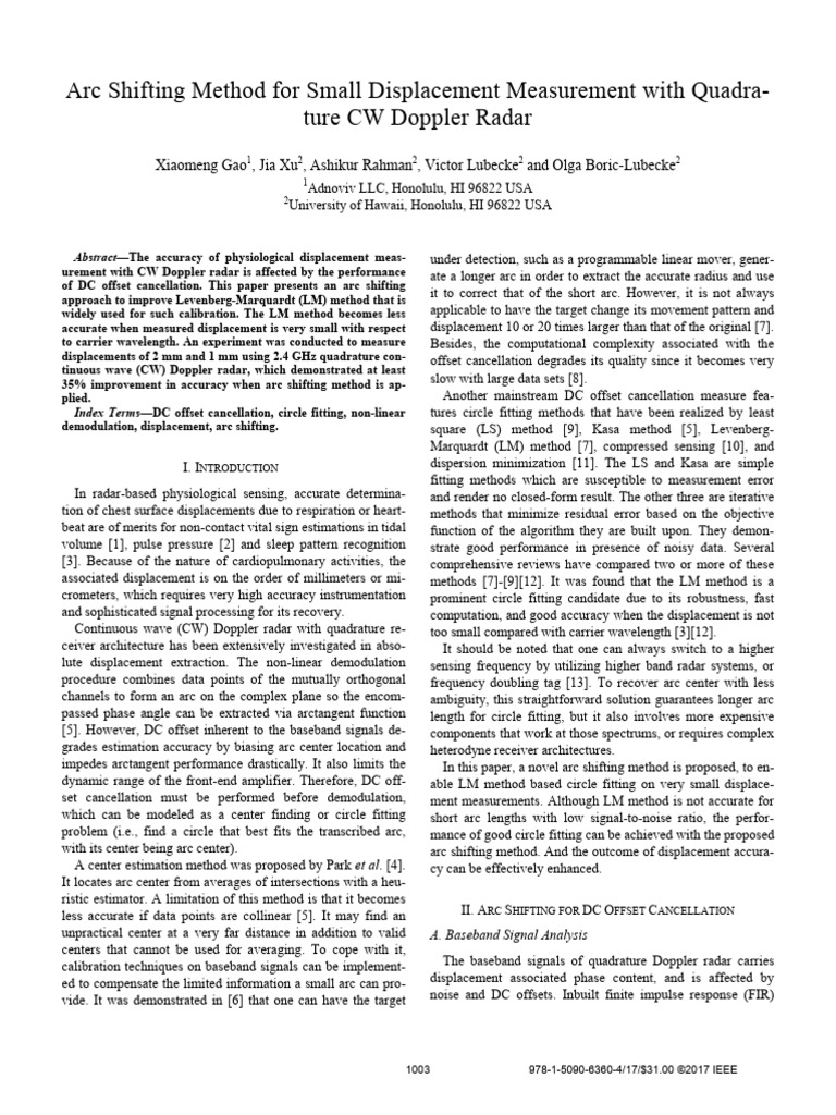 Arc Shifting Method For Small Displacement Measurement With Quadrature ...