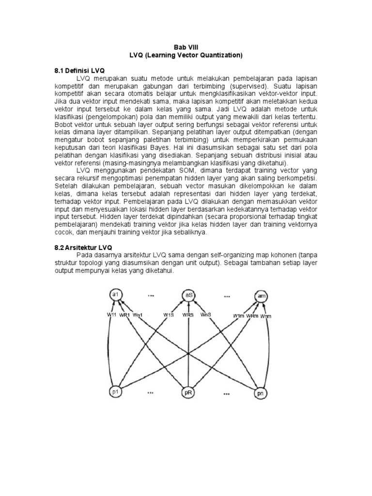 Bab Viii LVQ (Learning Vector Quantization) 8.1 Definisi LVQ | PDF