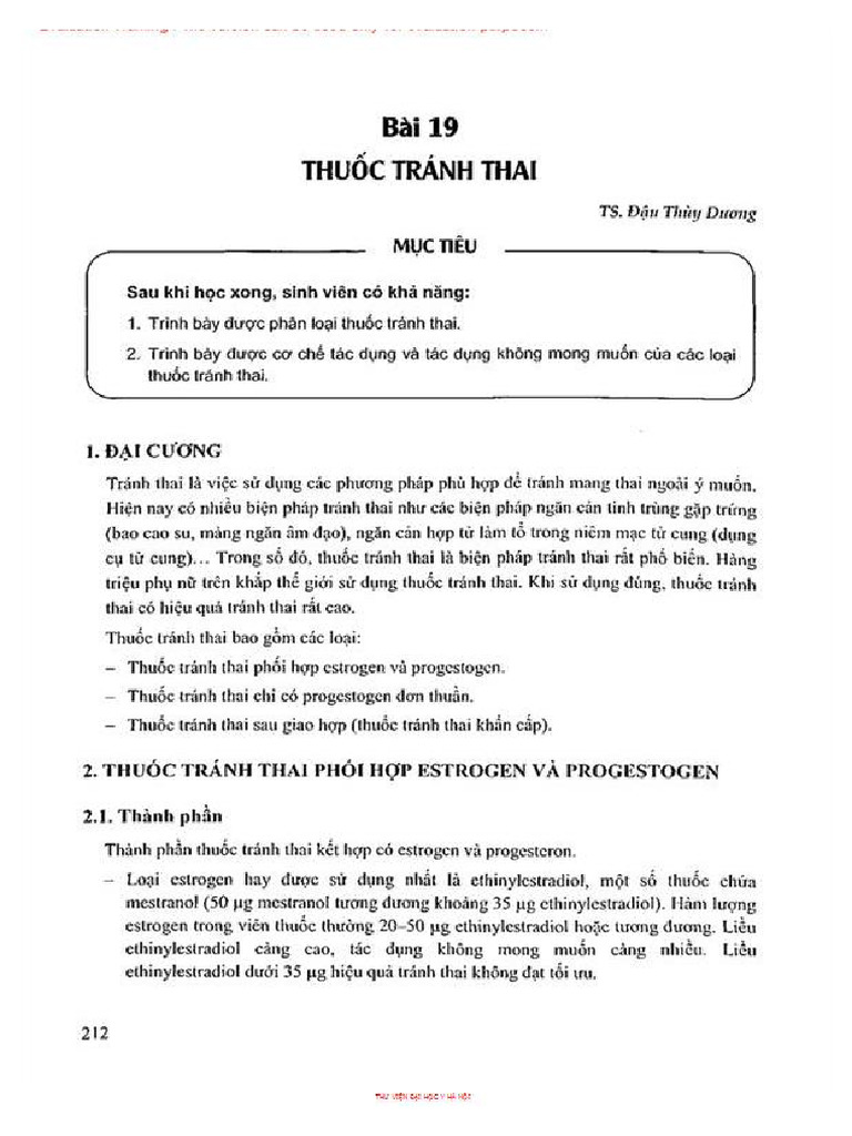 Lec19. Thuốc Tránh Thai. | PDF