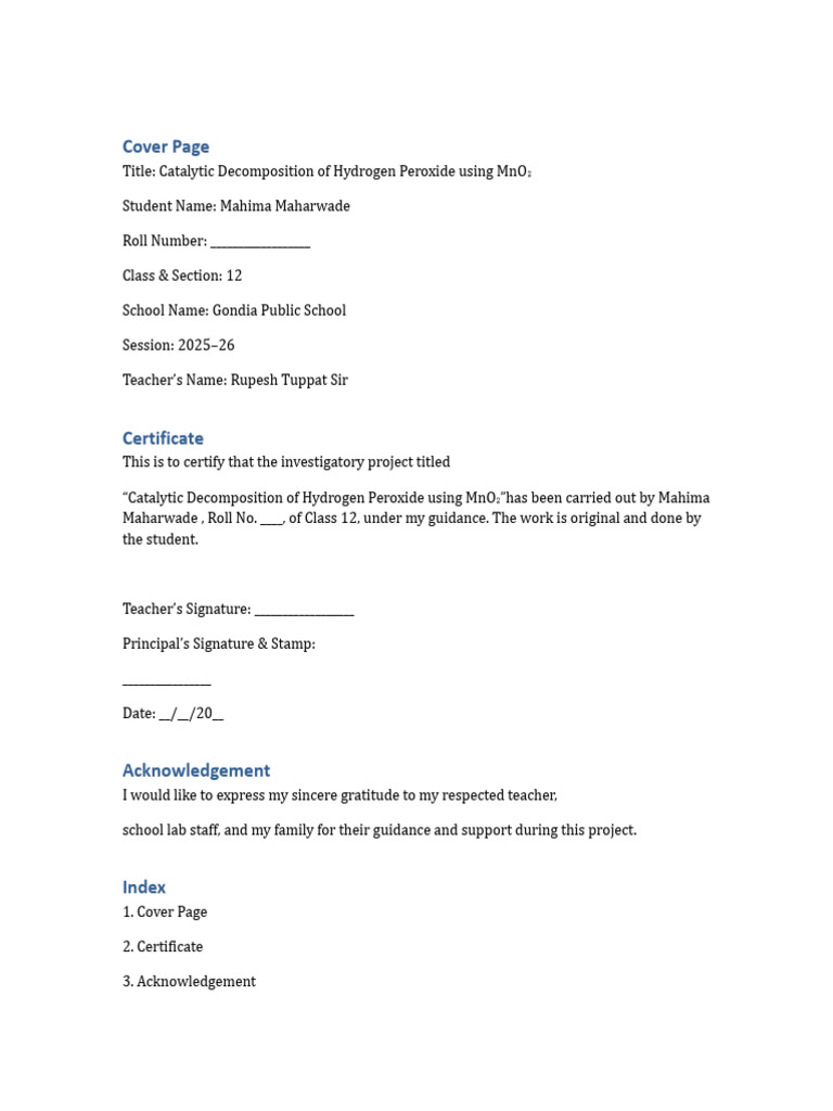 Full Catalytic Decomposition Project (1) | PDF | Hydrogen Peroxide ...