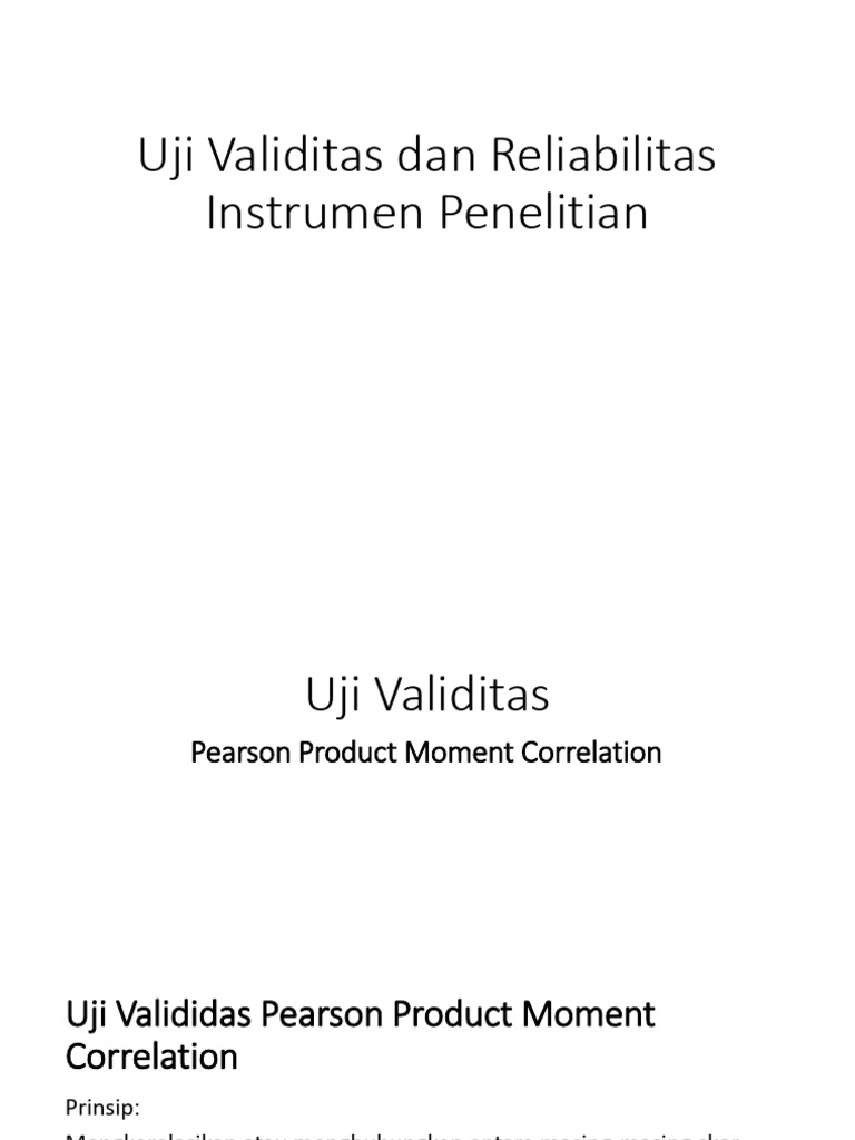 Uji Validitas Dan Reliabilitas Instrumen Penelitian | PDF