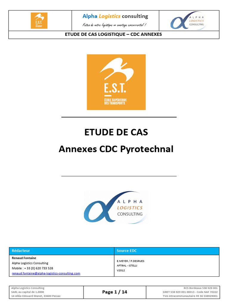 Étude de Cas Logistique CDC Annexes | PDF | Logistique | Économie