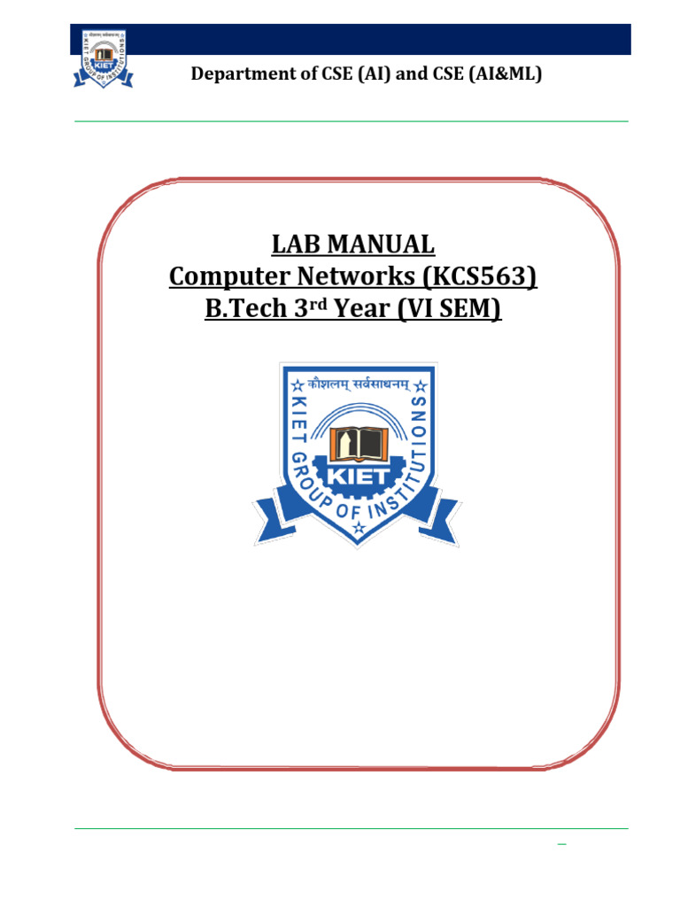 Computer Networks Lab Manual for B.Tech | PDF | Computer Network ...