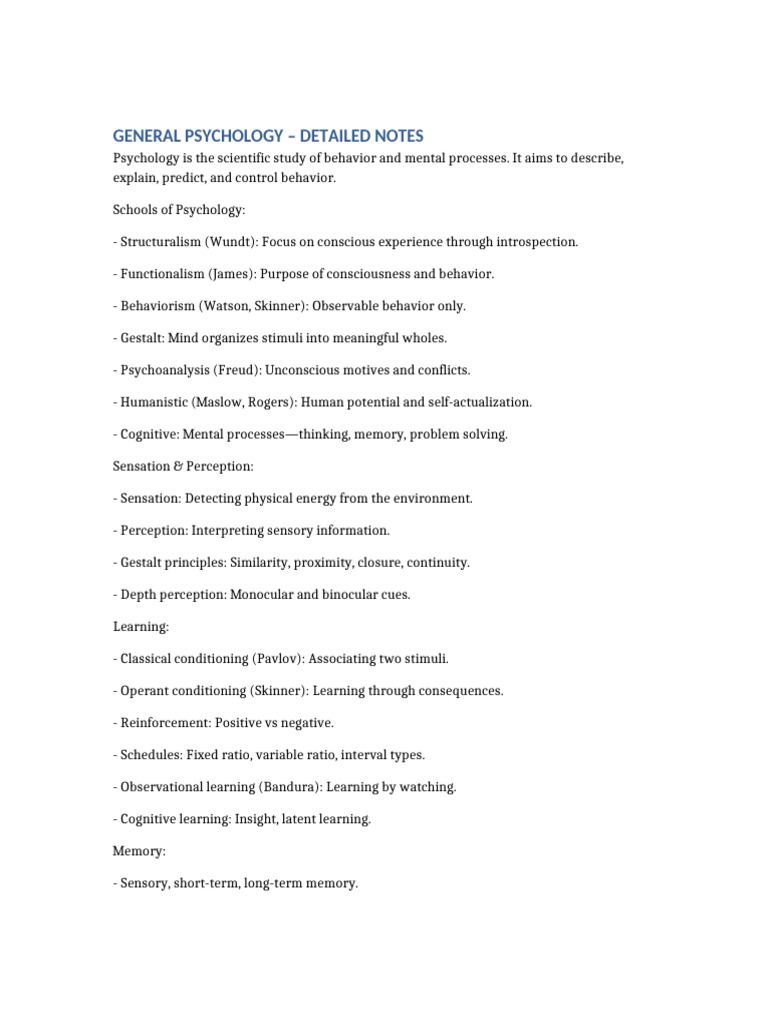 Detailed Complete Psychology Notes | PDF | Personality Disorder ...
