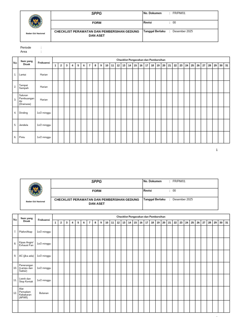 Checklist Perawatan Gedung dan Aset | PDF