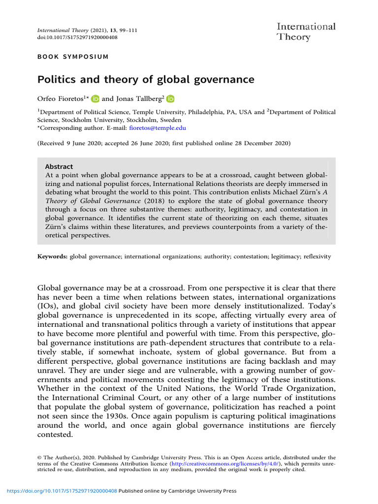 Global Governance: Authority and Legitimacy | PDF | Governance | State ...