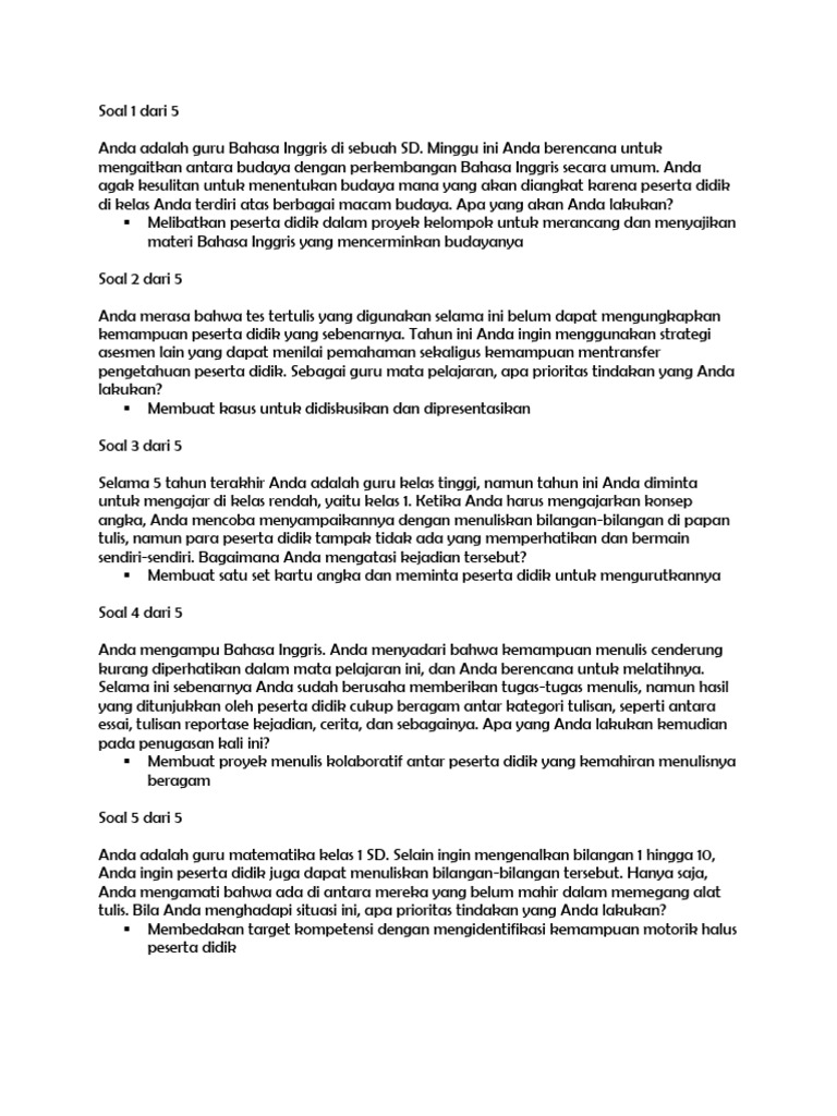 Post Test Ppg Modul 1 Pse 2 | PDF