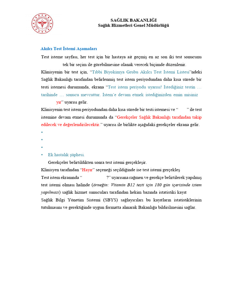 (24978701)Akilci Test Istemi Proseduru - Test Istem Asamalari Ve Tibbi ...