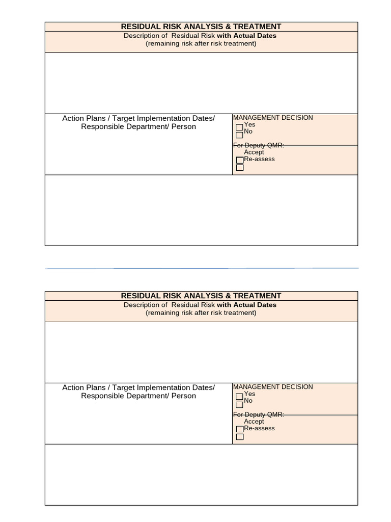 Residual Risk Form | PDF