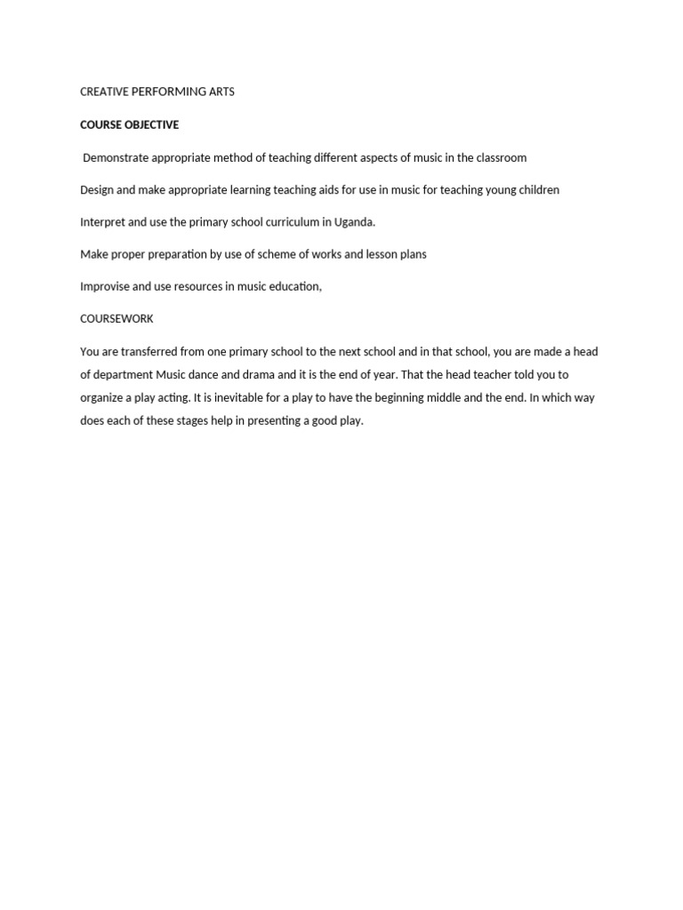 Creative Performing Arts | PDF