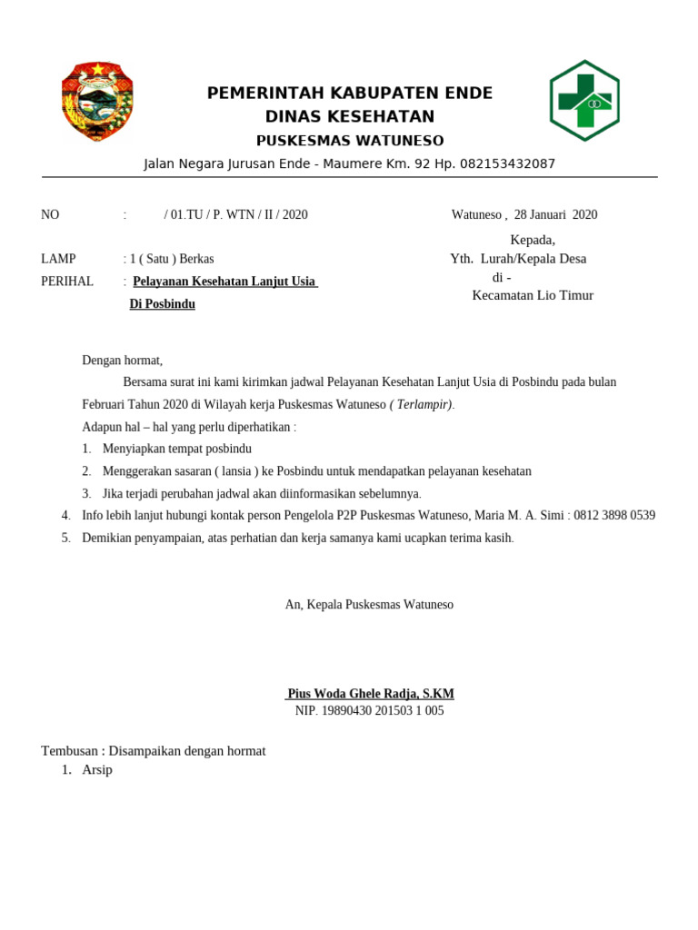 surat pemberitahuan posbindu | PDF