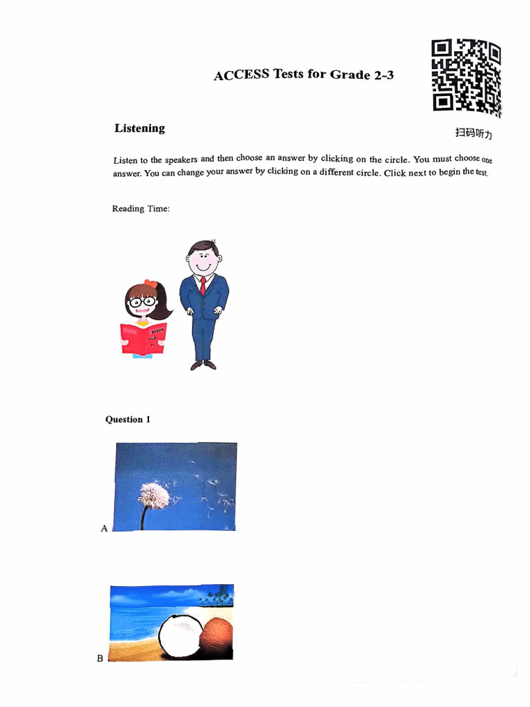 Grade 2-3 ACCESS Test Overview | PDF
