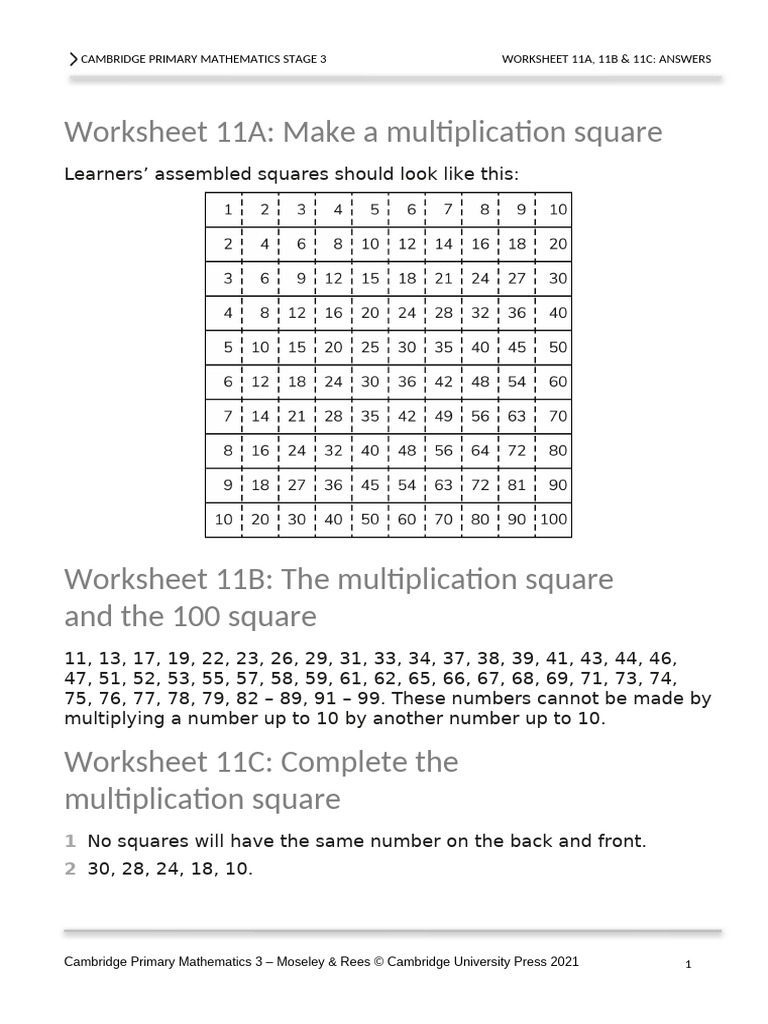 Prim Maths 3 2ed TR Diff Ws 11 Answers | PDF