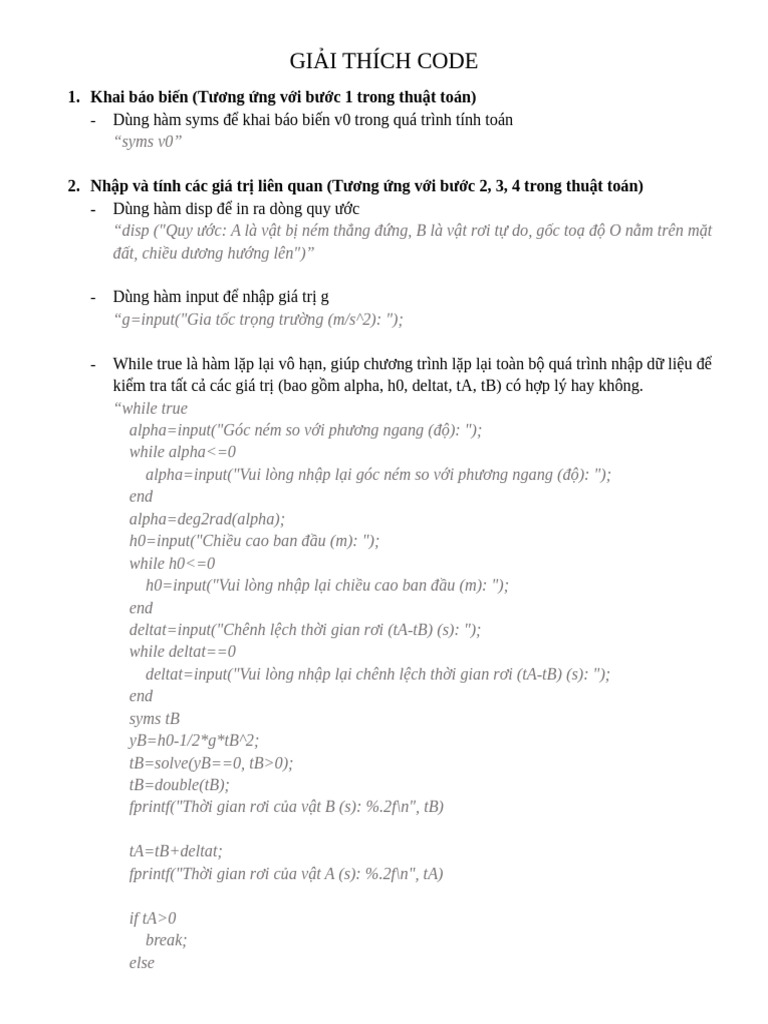 Giải Thích Code Matlab | PDF