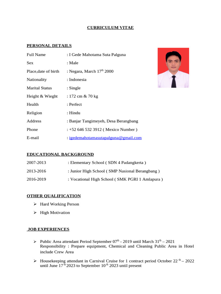 I Gede Mahotama Suta Palguna CV | PDF