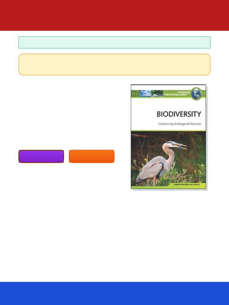 Biodiversity Conserving Endangered Species Green Technology 1st Edition ...