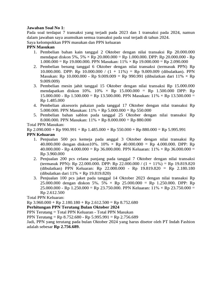 Perhitungan PPN dan PPnBM 2023-2024 | PDF