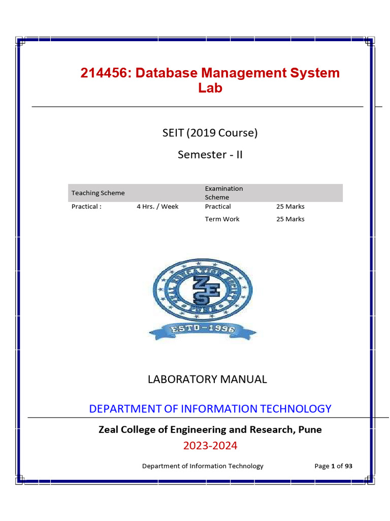 Dbms Lab Manual | PDF | Databases | My Sql