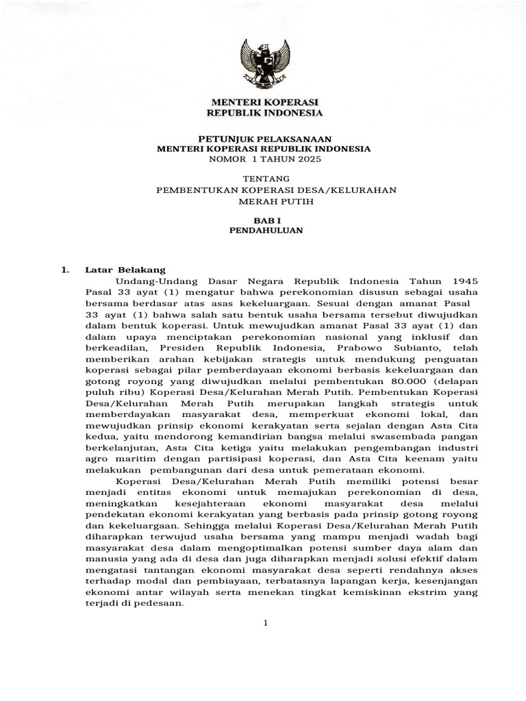 Final_Juklak_Kopdes_Merah_Putih_Paraf_&_TTD_Menteri_Koperasi | PDF