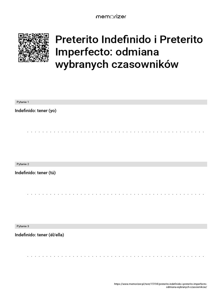 Preterito Indefinido i Preterito Imperfecto_ Odmiana Wybranych ...