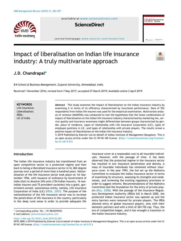 0 Research Paper - 12 - 2019 - IoL On Indian Life Insurance Indutry ...