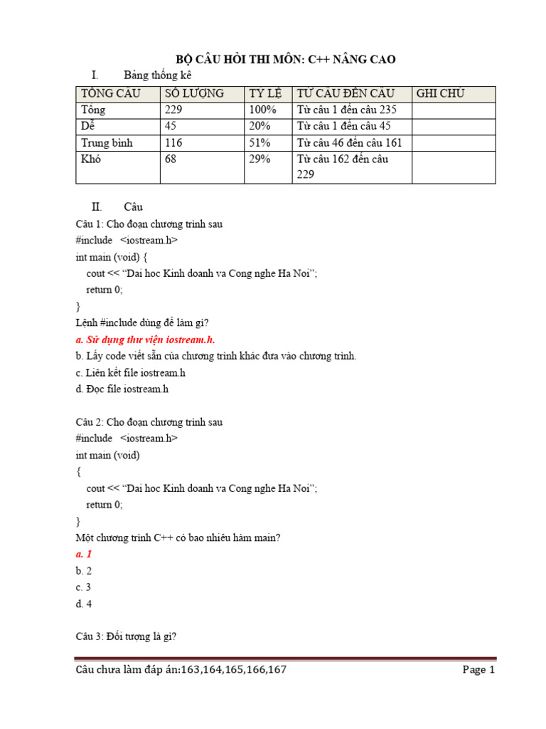 Bản sao 229 cau C++ nang cao_DA | PDF