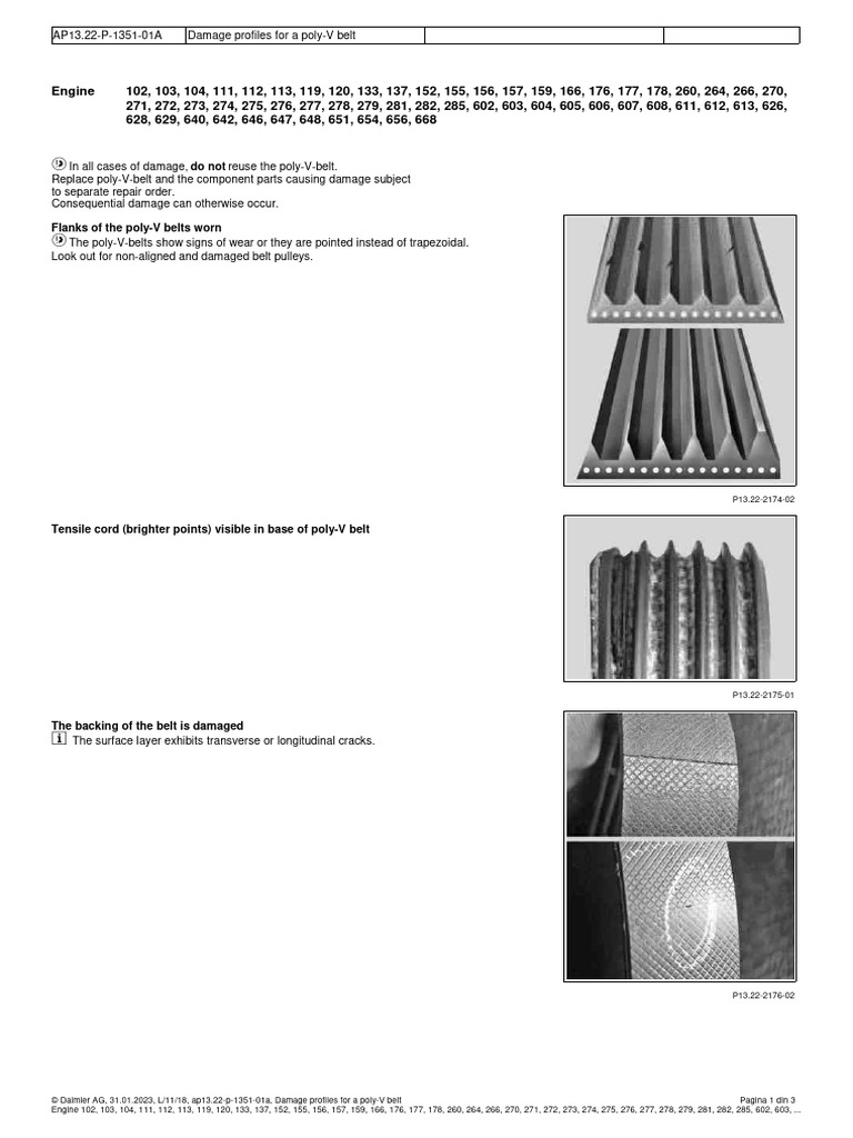 Damage Profiles For A Poly-V Belt m271 | PDF