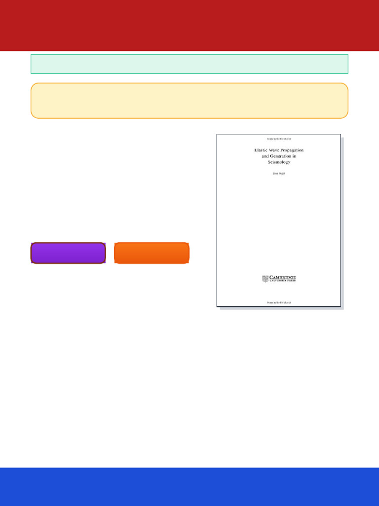 Elastic wave propagation and generation in seismology Jose Pujol ebook ...