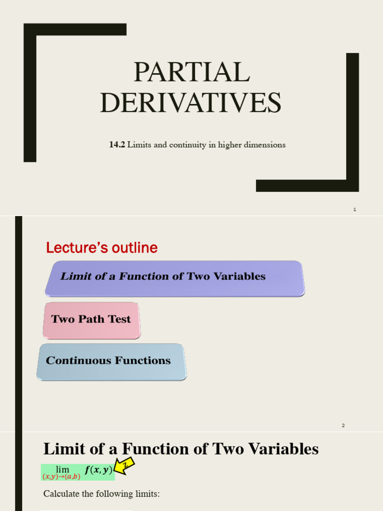14 2 Limits And Continuity In Higher Dimensions Pdf Mathematical