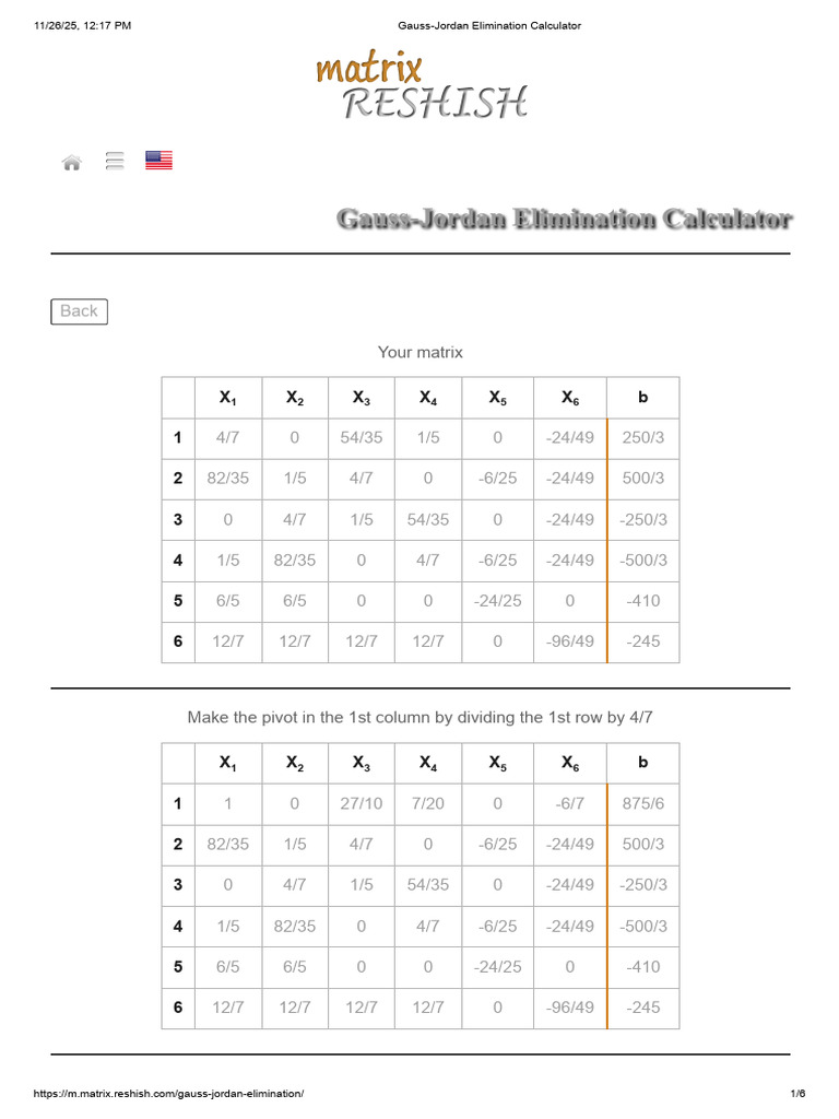 Gauss-Jordan Elimination Calculator | PDF | Off Road Vehicles | Algebra