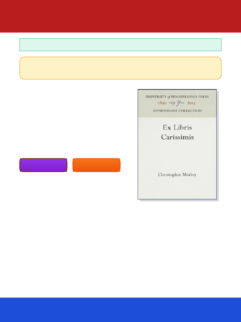 Ex Libris Carissimis Christopher Morley Ebook Available Any Format | PDF