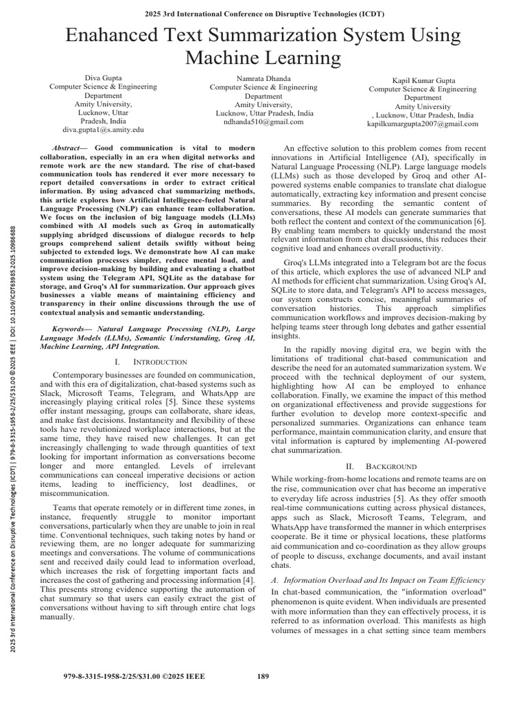 AI-Powered Chat Summarization System | PDF | Artificial Intelligence ...