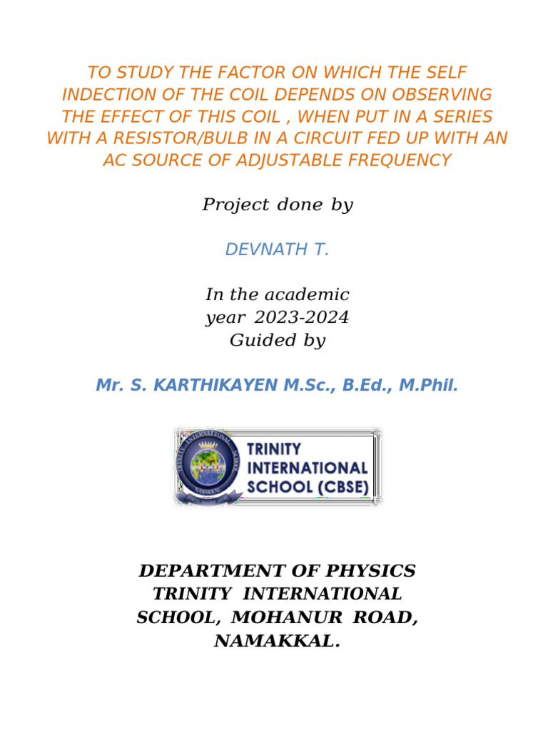 676747041 XII Physics Investigatory Project to Study the Factor on ...