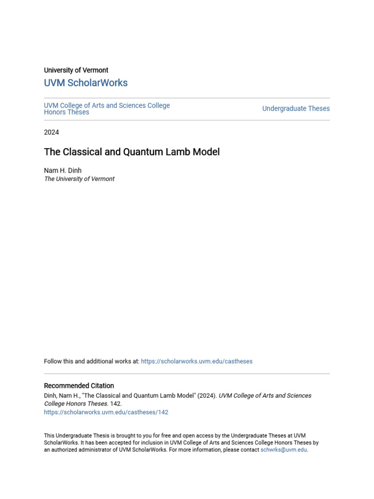 The Classical and Quantum Lamb Model | PDF | Oscillation | Schrödinger ...