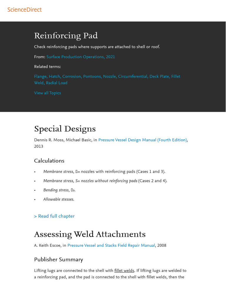 Reinforcing Pad | PDF | Pipe (Fluid Conveyance) | Welding