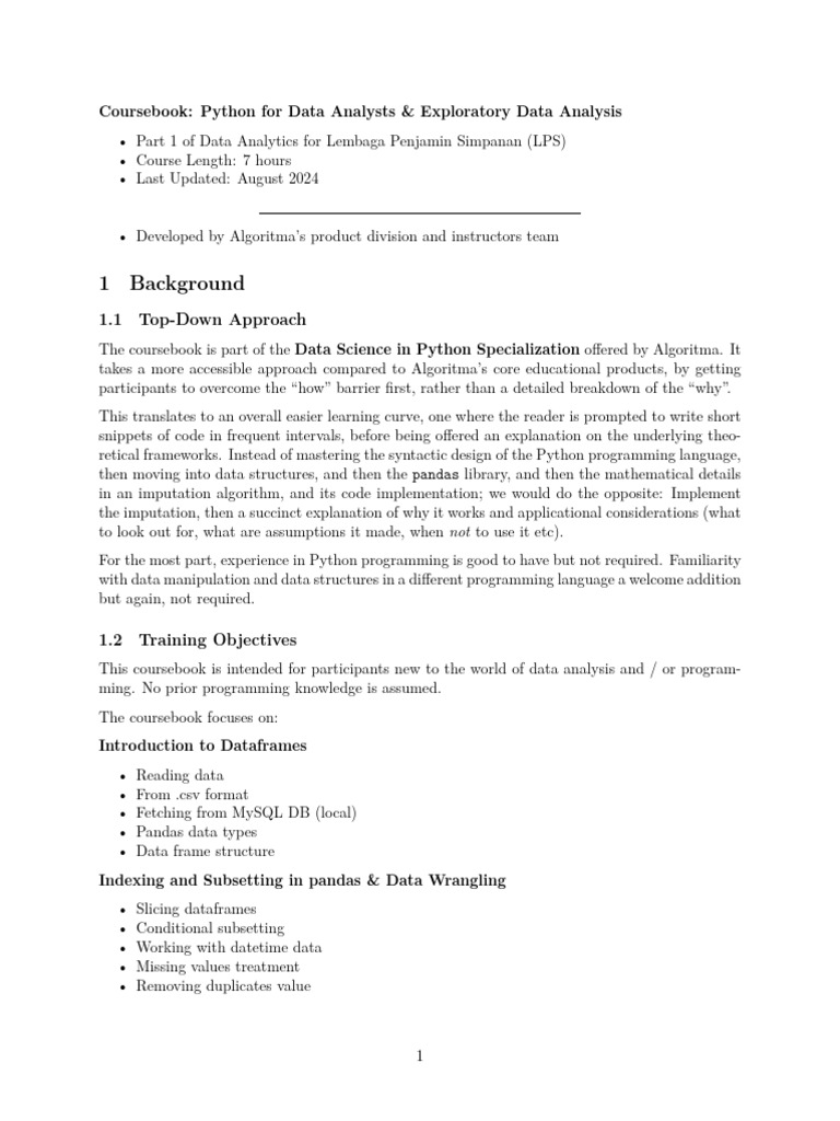 1 Python for Data Analysts and Exploratory Data Analysis | PDF | Debt ...