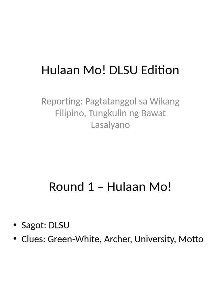 Hulaan Mo DLSU Edition 2 | PDF