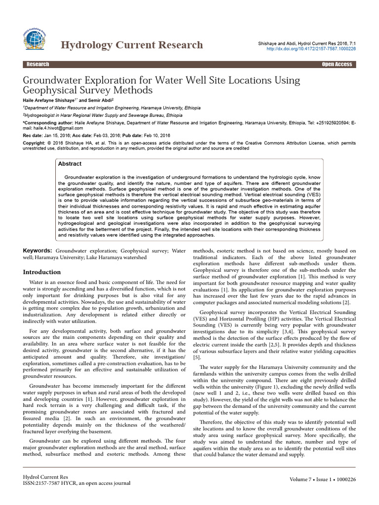 Groundwater Well Site Exploration Methods | PDF | Groundwater ...