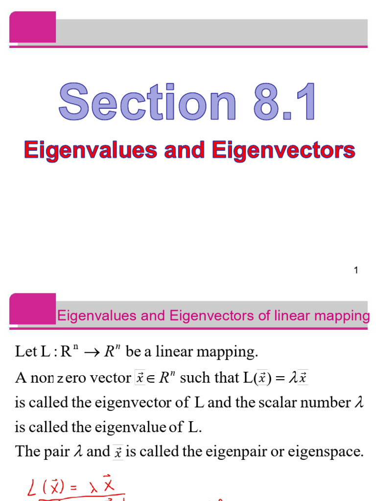 (30) Section 8.1-Eigenvalues & Eigenvectors | PDF | Eigenvalues And ...