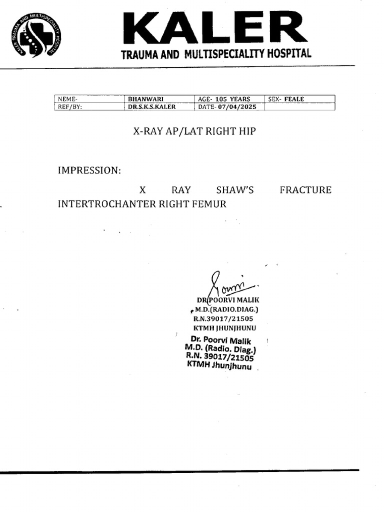 Pre X-Ray Report With Film | PDF